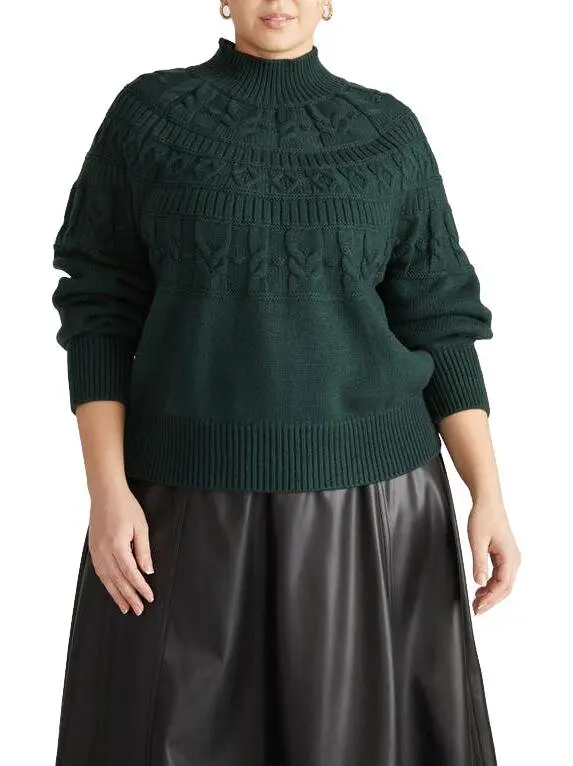 Universal Standard Safiya Mock Neck Sweater - Scarab Green