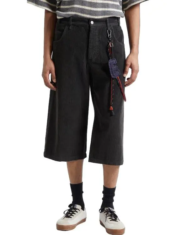 SONG FOR THE MUTE Long Corduroy Shorts - Petrol Fade Out