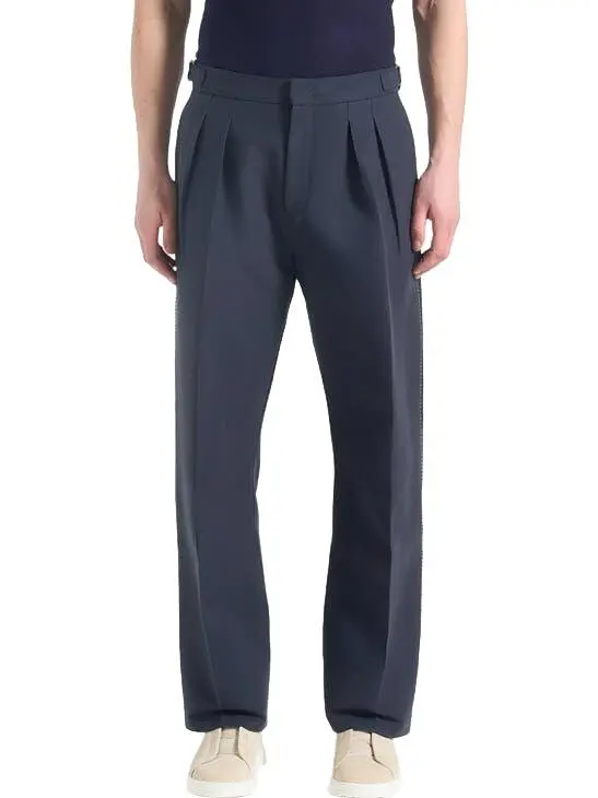 Manière De Voir Nolan Twin Pleat Chino Trousers - Navy