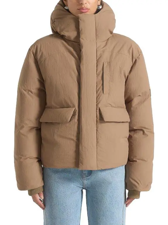 Manière De Voir Casey Minimal Raglan Puffer Jacket - Taupe