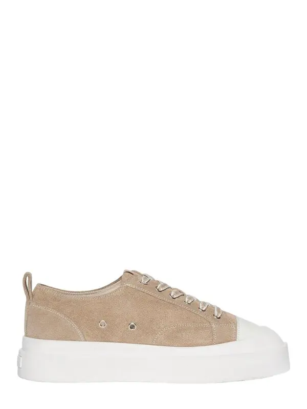 Manière De Voir Vienna Suede Contrast Stitch Sneakers - Beige