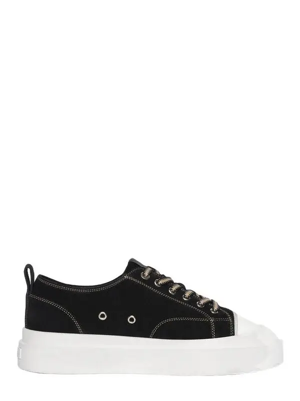 Manière De Voir Vienna Suede Contrast Stitch Sneakers - Black