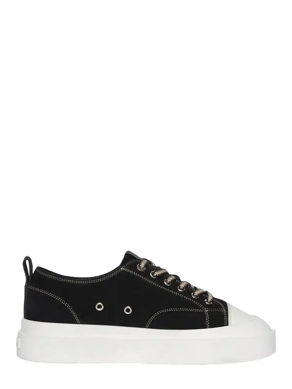 Manière De Voir Vienna Suede Contrast Stitch Sneakers - Black