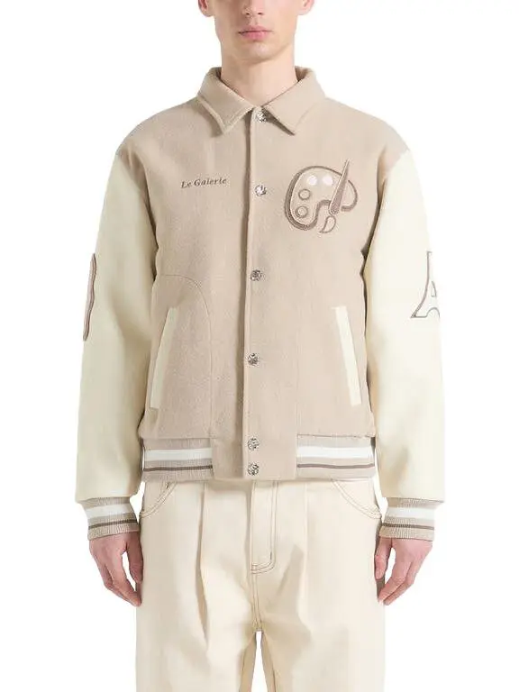 Manière De Voir Le Galerie Wool-blend Varsity Jacket - Beige