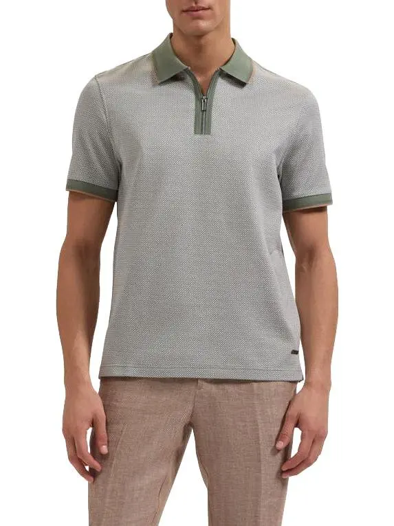 Bugatchi Quarter Zip Polo - Khaki