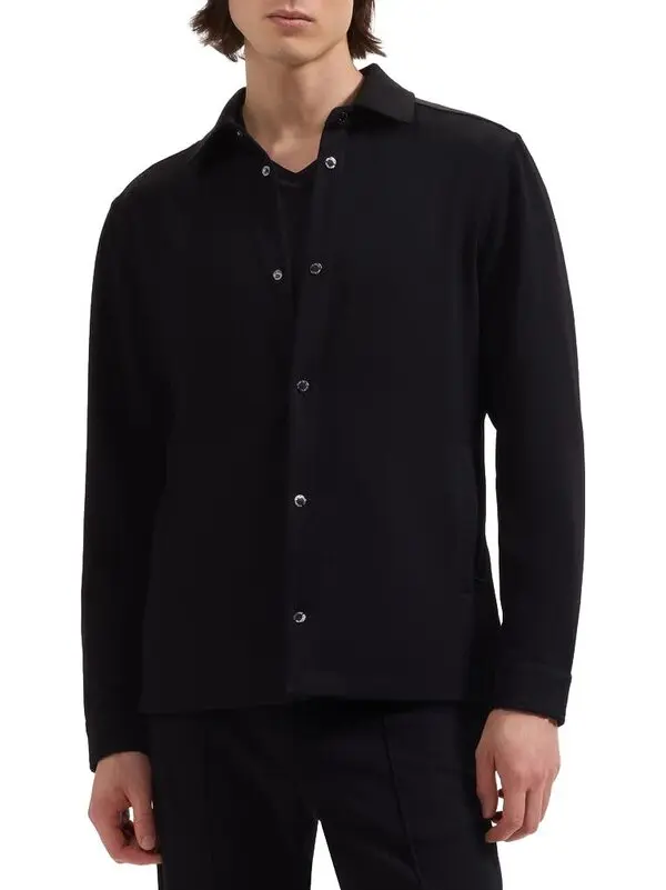 Bugatchi Soft Touch Knit Shirt Jacket - Black