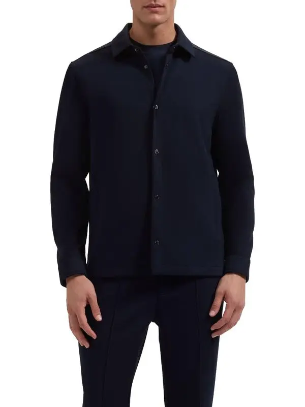 Bugatchi Soft Touch Knit Shirt Jacket - Navy