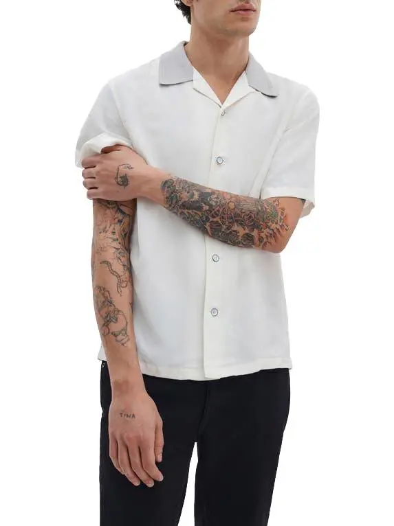 Rag & Bone Avery Slub Camp Shirt - Chalk