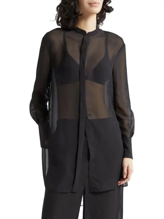 Giorgio Armani Techno Sheer Georgette Tunic - Solid Black