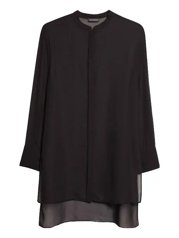 Emporio Armani Techno Sheer Georgette Tunic - Solid Black
