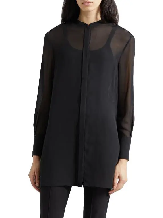 Emporio Armani Techno Sheer Georgette Tunic - Solid Black
