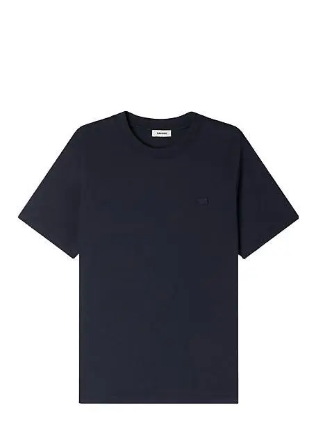Sandro Logo-appliqué Regular-fit Cotton-jersey T-shirt - Navy Blue