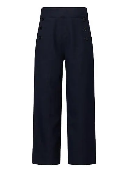 ME+EM Button-front Cropped Trousers - Navy