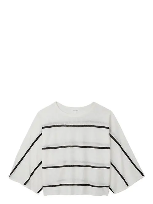 THE WHITE COMPANY Oversized Striped Linen-blend Jumper - Dark Choc