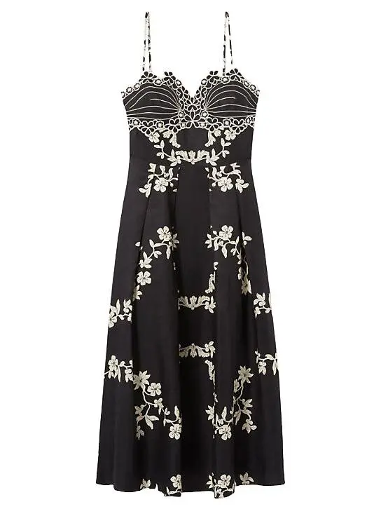 Claudie Pierlot Floral-embroidered V-neck Maxi Dress - Dark Print