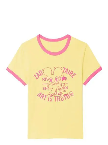 Zadig&Voltaire Mouse-print Cotton T-shirt - Banana