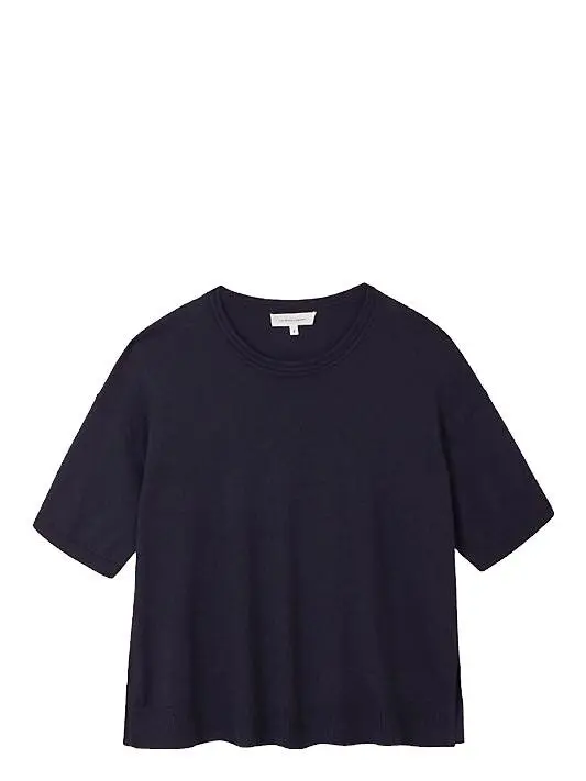THE WHITE COMPANY Short-sleeved Knitted T-shirt - Navy