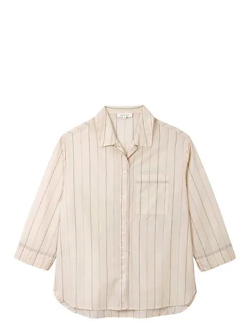 THE WHITE COMPANY Striped Cotton-poplin Pajama Shirt - Ecru