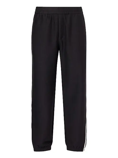 Emporio Armani Striped Straight-leg Cotton-blend Jogging Bottoms - Black Beauty