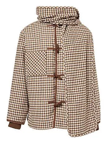 HOUSE OF SUNNY Check Quilted Jacket With Scarf - Blonde Multi
