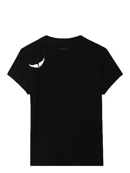 Zadig&Voltaire Suzan Wings-brooch Cotton-jersey T-shirt - Black