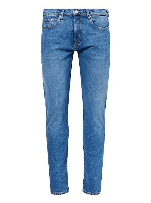 Paul Smith Brand-patch Tapered-leg Stretch-denim Jeans - Blue