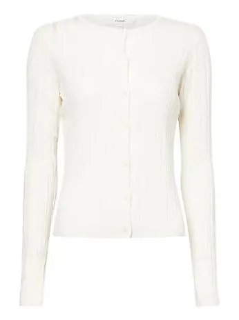 FRAME Stretch-rib Cashmere And Silk-blend Cardigan - Cream