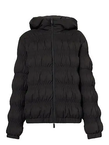 Moncler Noyer Gather-quilted Hooded Short Down Jacket - Black