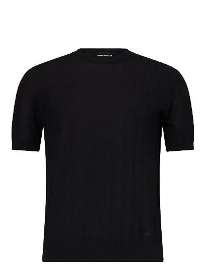 Emporio Armani Textured Short-sleeves Cotton-knit T-shirt - Black Beauty