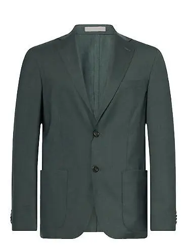 Corneliani Regular-fit Notch-lapels Wool And Silk Blazer - Green Coloured 050