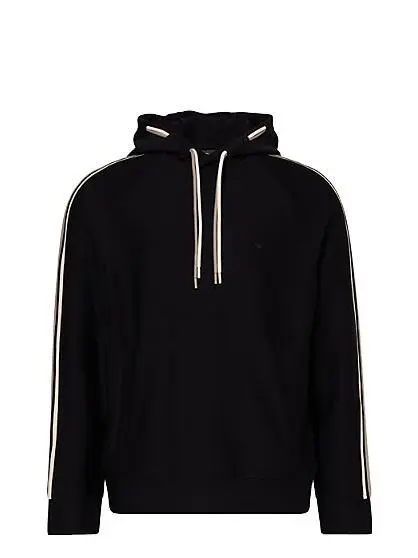 Emporio Armani Striped Regular-fit Cotton-blend Hoodie - Black Beauty