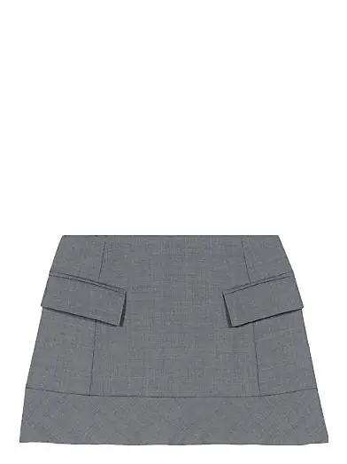 Maje Wool-blend Mini Skirt With Ruffle Hem - Grey