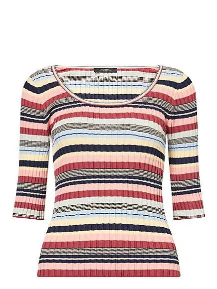 Max Mara Scoop-neck Stripe Knitted Top - Multicolour