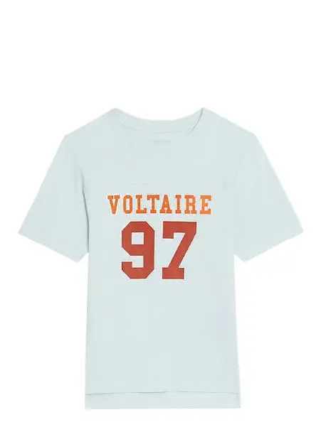 Zadig&Voltaire Rhinestone-embellished Cotton T-shirt - Baby Blue