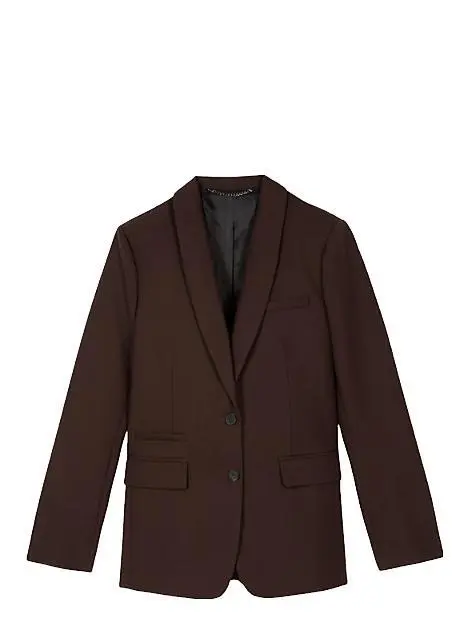 The Kooples Shawl-lapel Regular-fit Woven Blazer - Brown