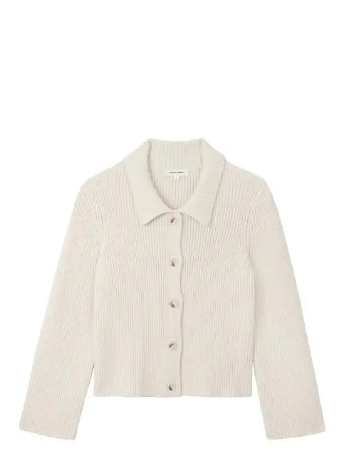 THE WHITE COMPANY Ribbed Knitted Cotton-blend Cardigan - Scandiwhte