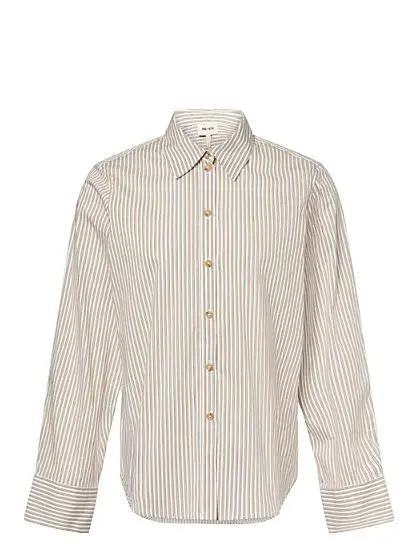 ME+EM Stripe Relaxed Cotton-blend Shirt - Soft White/tan