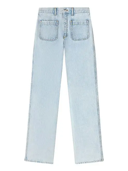 Sandro Patch-pocket High-rise Straight-leg Jeans - Light Bu Jean