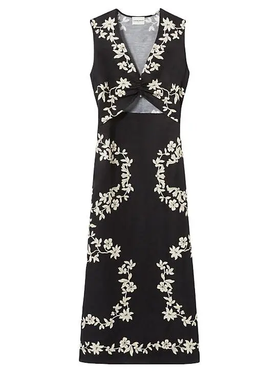 Claudie Pierlot Floral-print Cut-out Maxi Dress - Dark Print