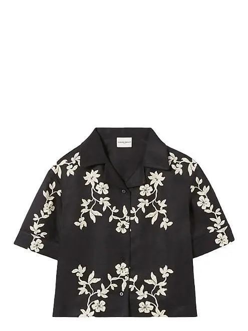 Claudie Pierlot Floral-print Short-sleeved Woven Shirt - Dark Print