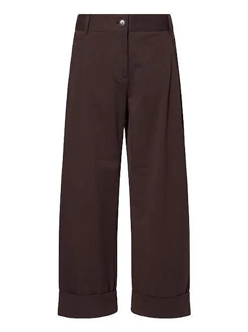 ME+EM Tapered-leg Cotton-blend Chino Trousers - Chocolate
