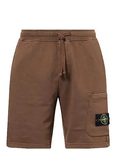 Stone Island Cotton-jersey Shorts With Badge - Umber