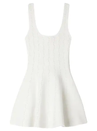 Sandro Bead-embellished Flared Knitted Mini Dress - White