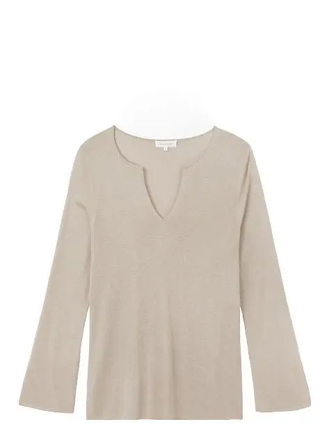 THE WHITE COMPANY V-neck Knitted Modal-blend Top - Soft Slate