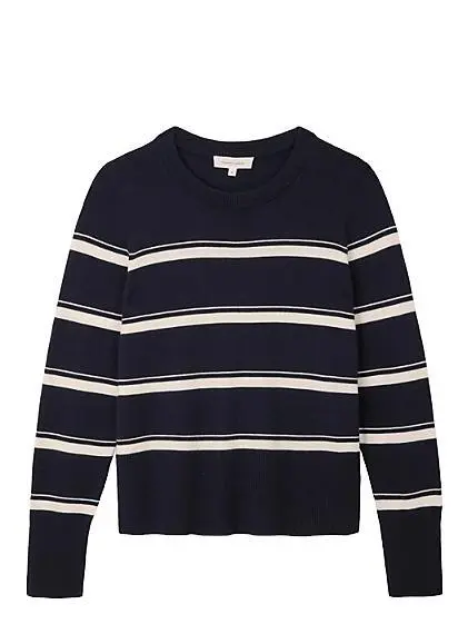 THE WHITE COMPANY Striped Cotton-blend Jumper - Navy