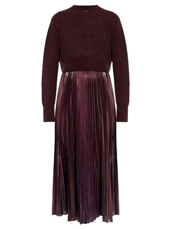 ALLSAINTS Spark Pleated Midi Dress - Red