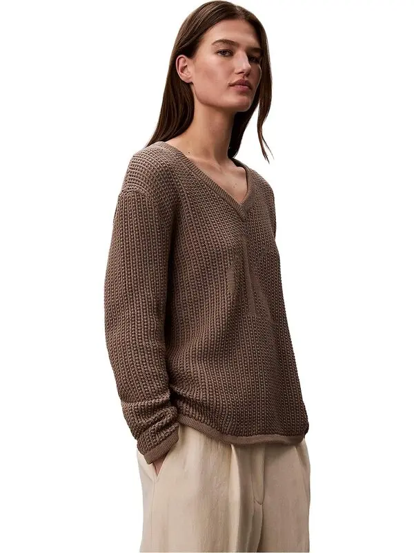 Calvin Klein Relaxed Monogram Sweater - Walnut