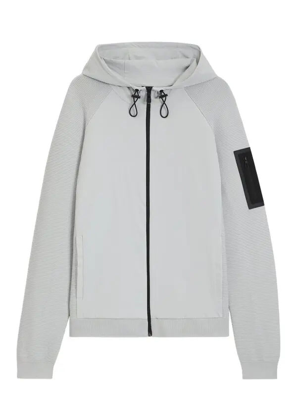 BOSS Hybrid Jacket With Comfort-stretch Knit - Light Grey