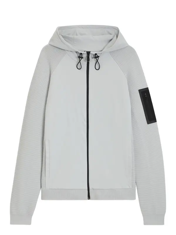 BOSS Hybrid Jacket With Comfort-stretch Knit - Light Grey