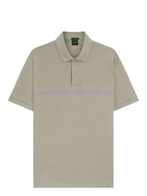 BOSS Paddy Polo Shirt With Engineered Stripe - Light Beige